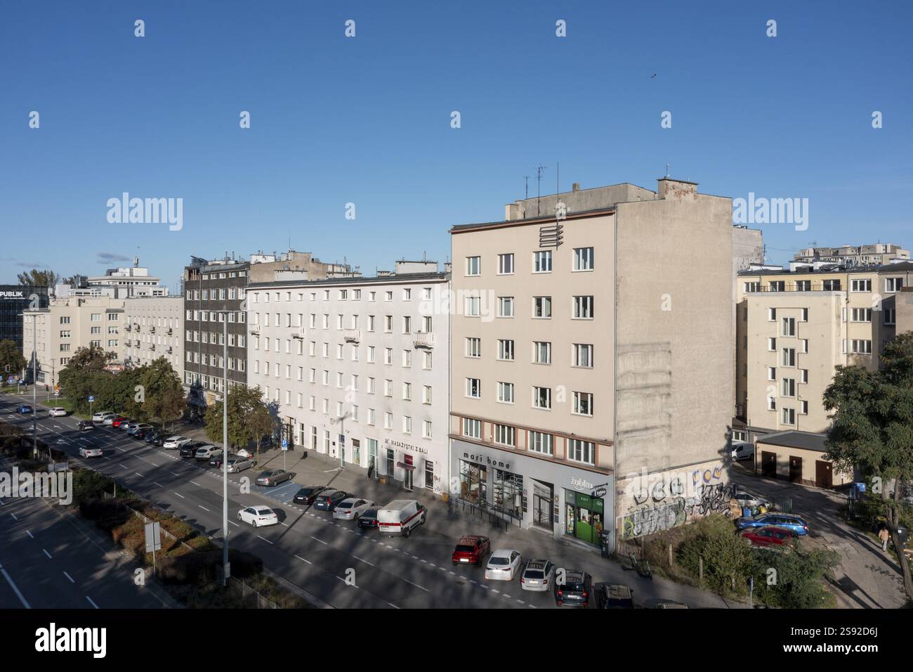 Gdynia city centre, a fragment one of the street. Pre-war, modernist ...