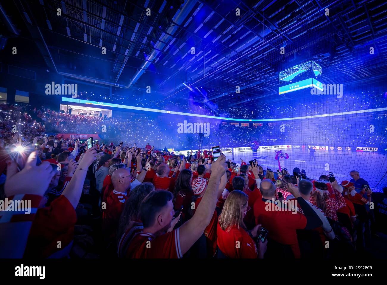 Herning, Denmark. 23rd, January 2025. Handball fans of Denmark seen on ...