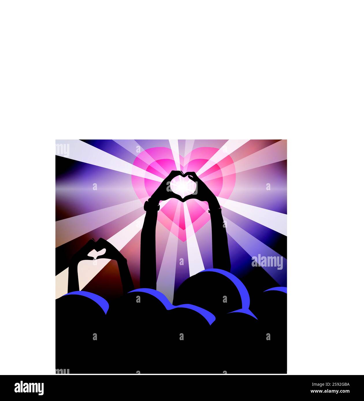 Vector image of hands in a crowd shaping a heart Stock Vector Image ...