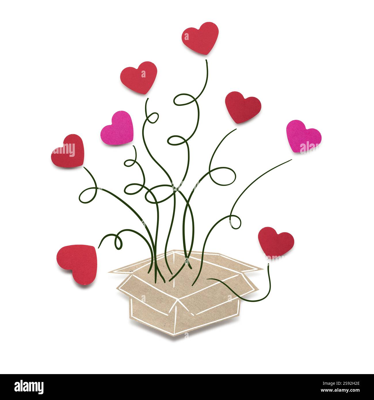 Creative valentines concept photo of a box full of hearts on a white ...