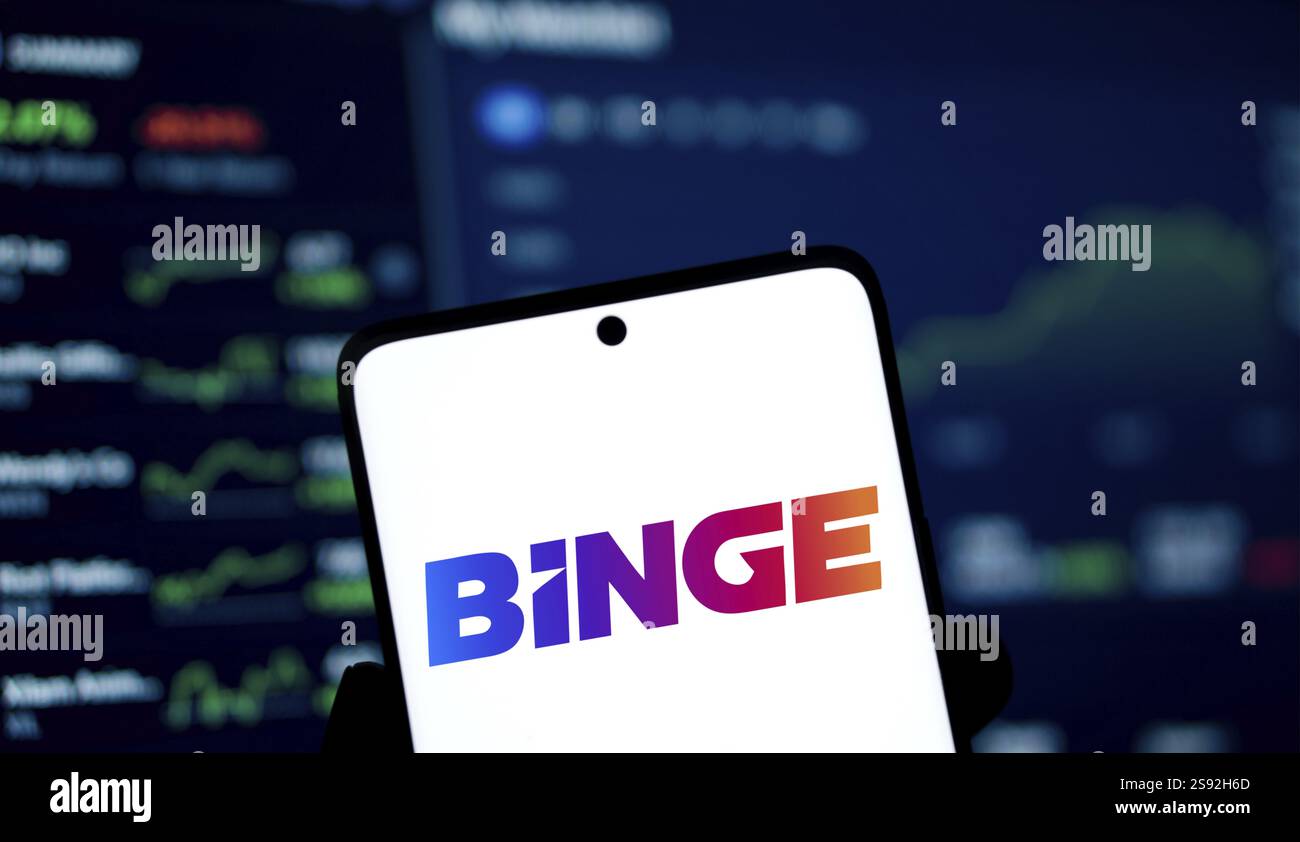 Dhaka, Bangladesh- 20 Jan 2025: Binge logo is displayed on smartphone ...