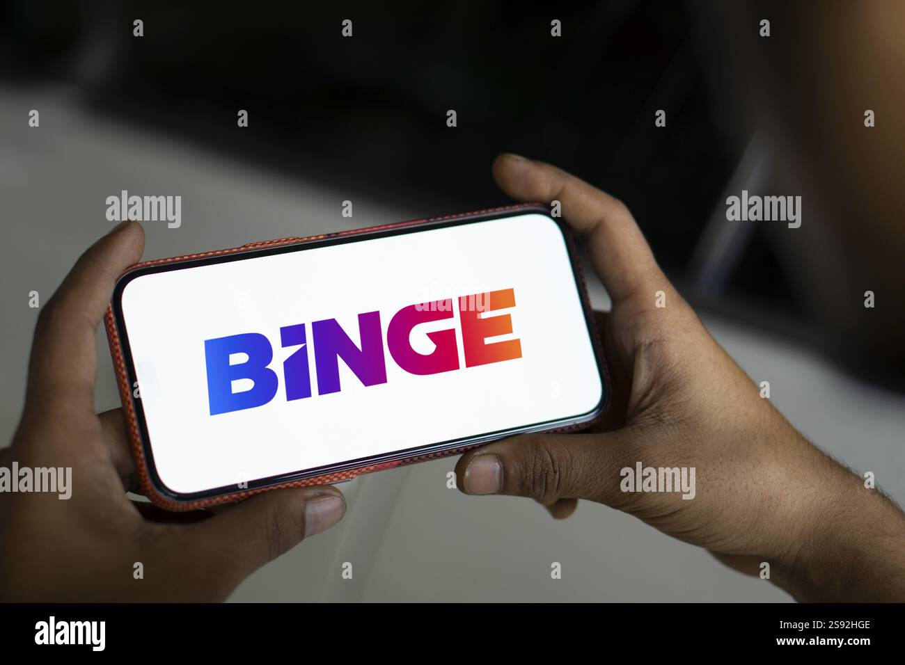 Dhaka, Bangladesh- 20 Jan 2025: Binge logo is displayed on smartphone ...