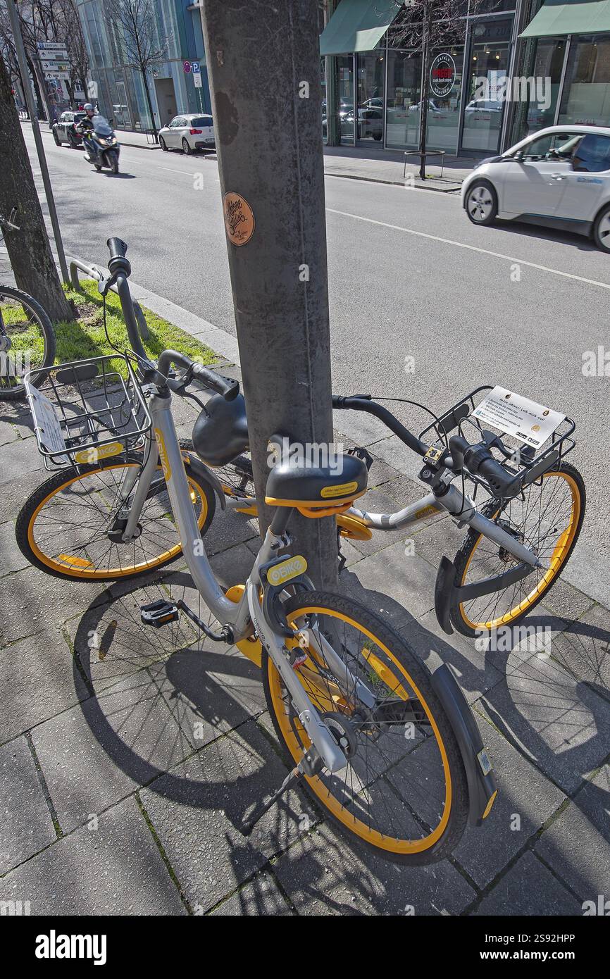 O-Bike, Obike, rental bikes, Munich, Bavaria, Germany, Europe Stock ...