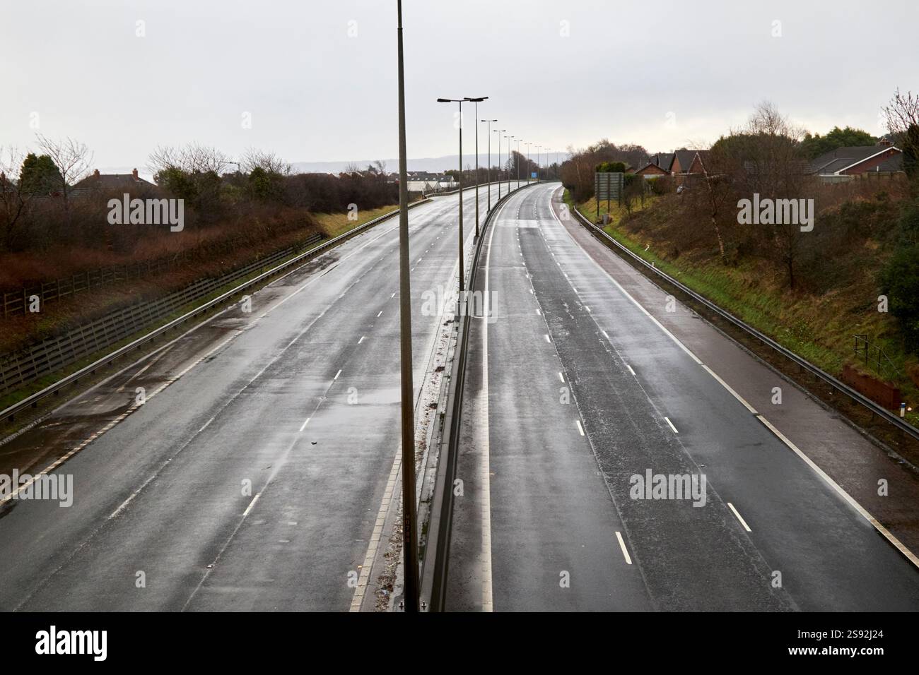 almost empty M2 motorway during high winds in red warning due to storm ...