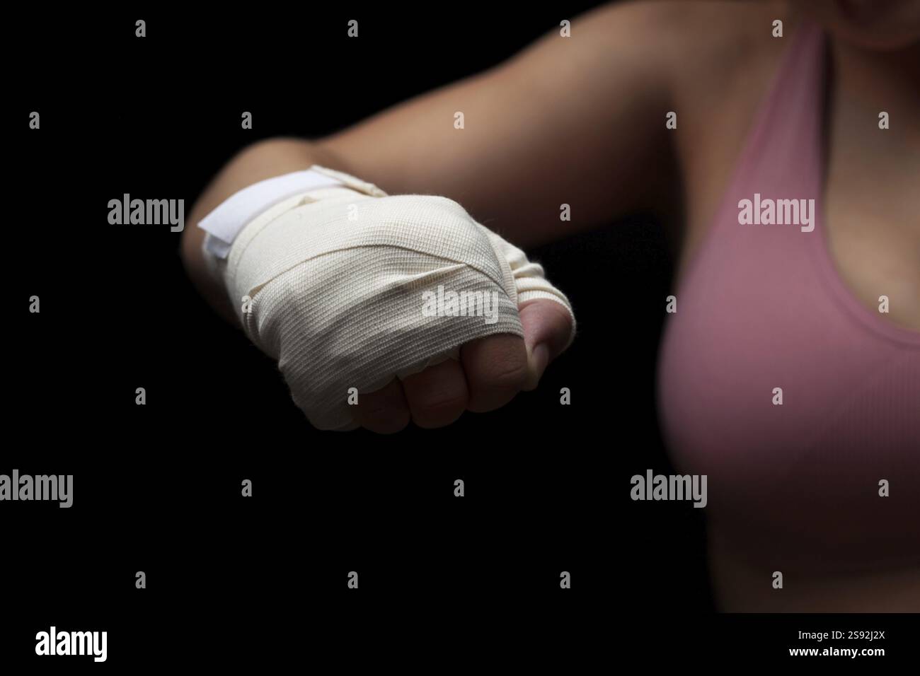 Beautiful and fit fighter always prepared for fight or training ...