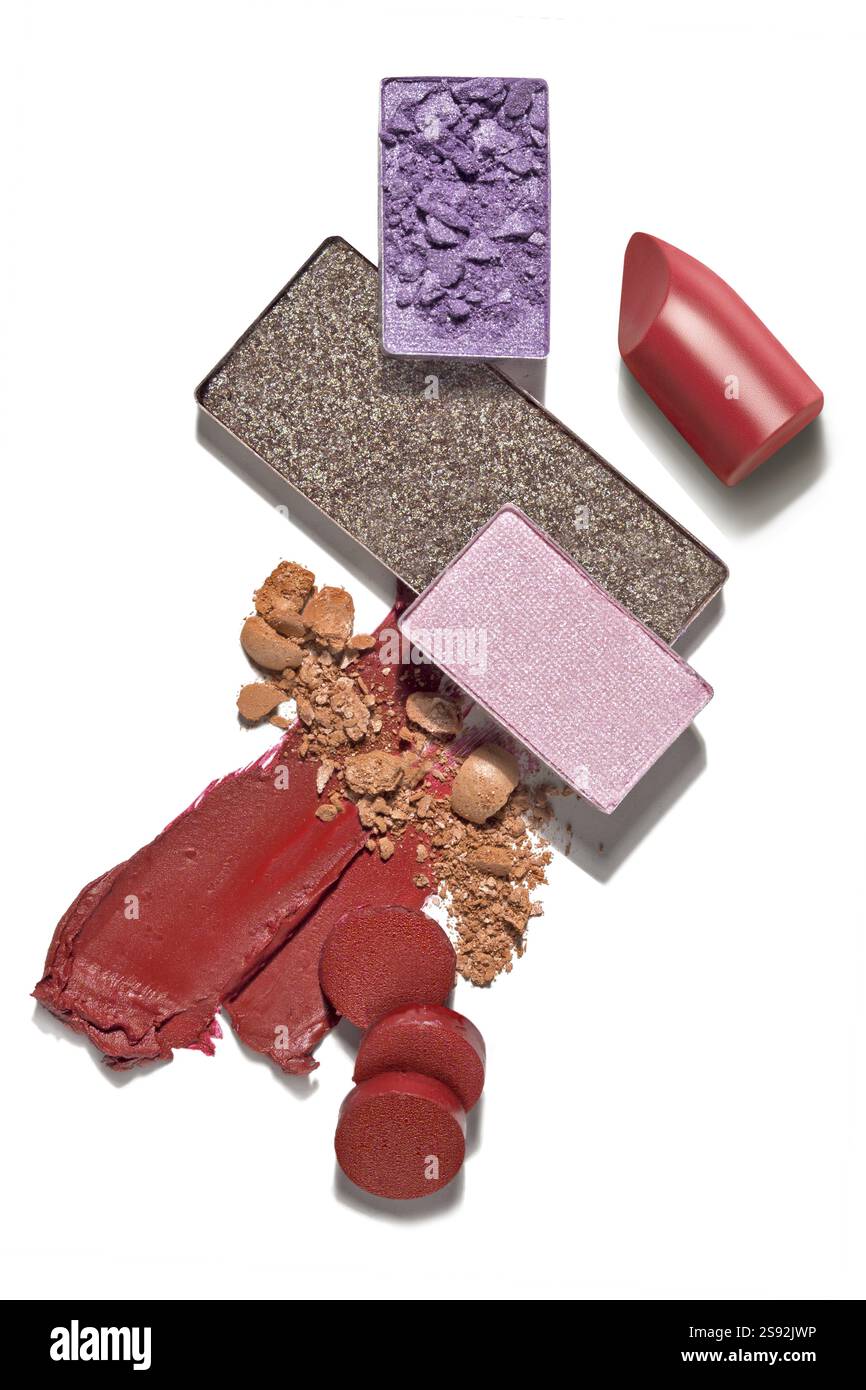 Creative concept photo of cosmetics swatches beauty products lipstick ...