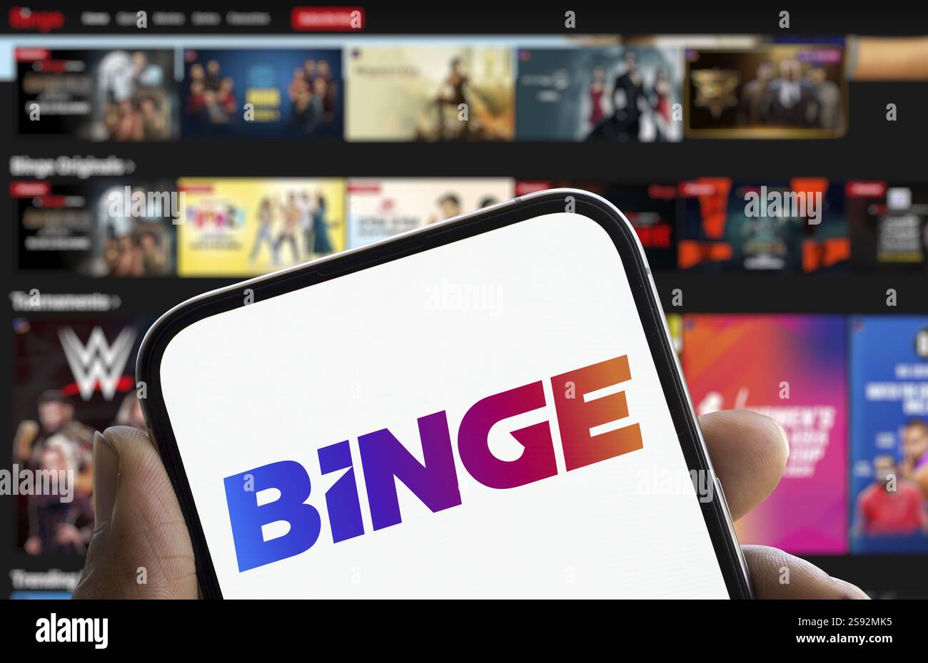 Dhaka, Bangladesh- 20 Jan 2025: Binge logo is displayed on smartphone ...