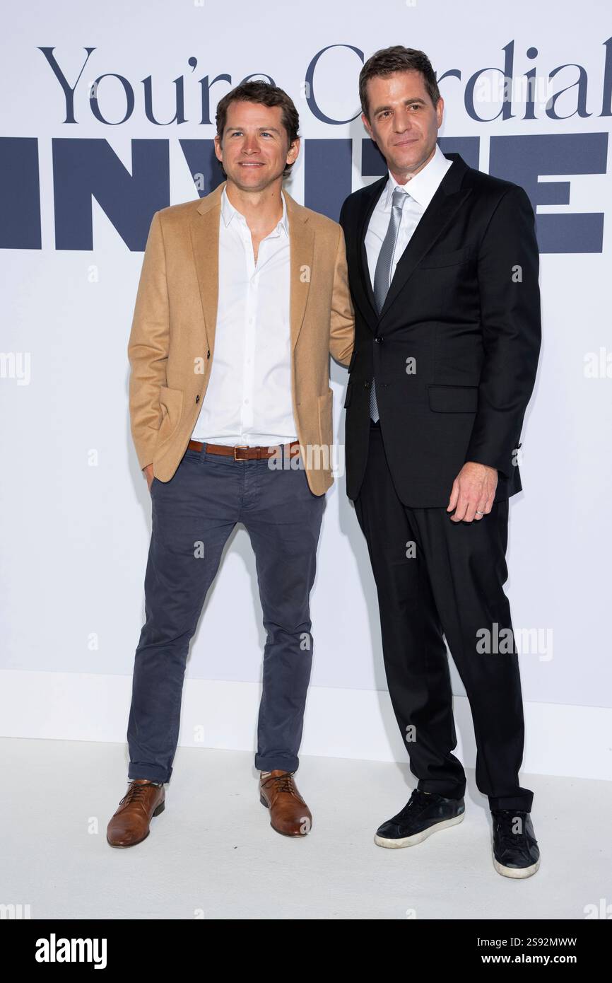Connor Welch, left, and Nicholas Stoller pose for photographers upon ...