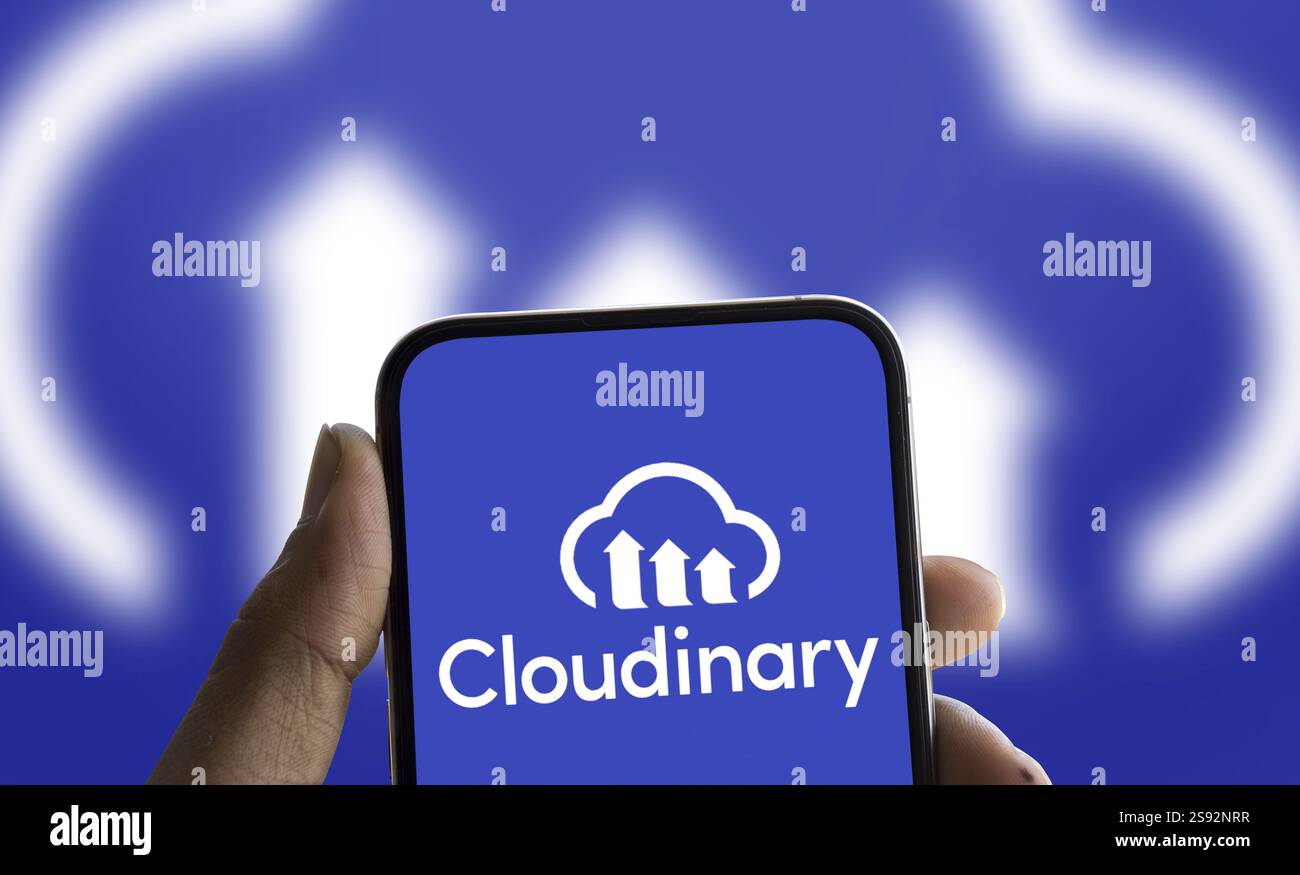 Dhaka, Bangladesh- 22 Jan 2025: cloudinary logo is displayed on ...