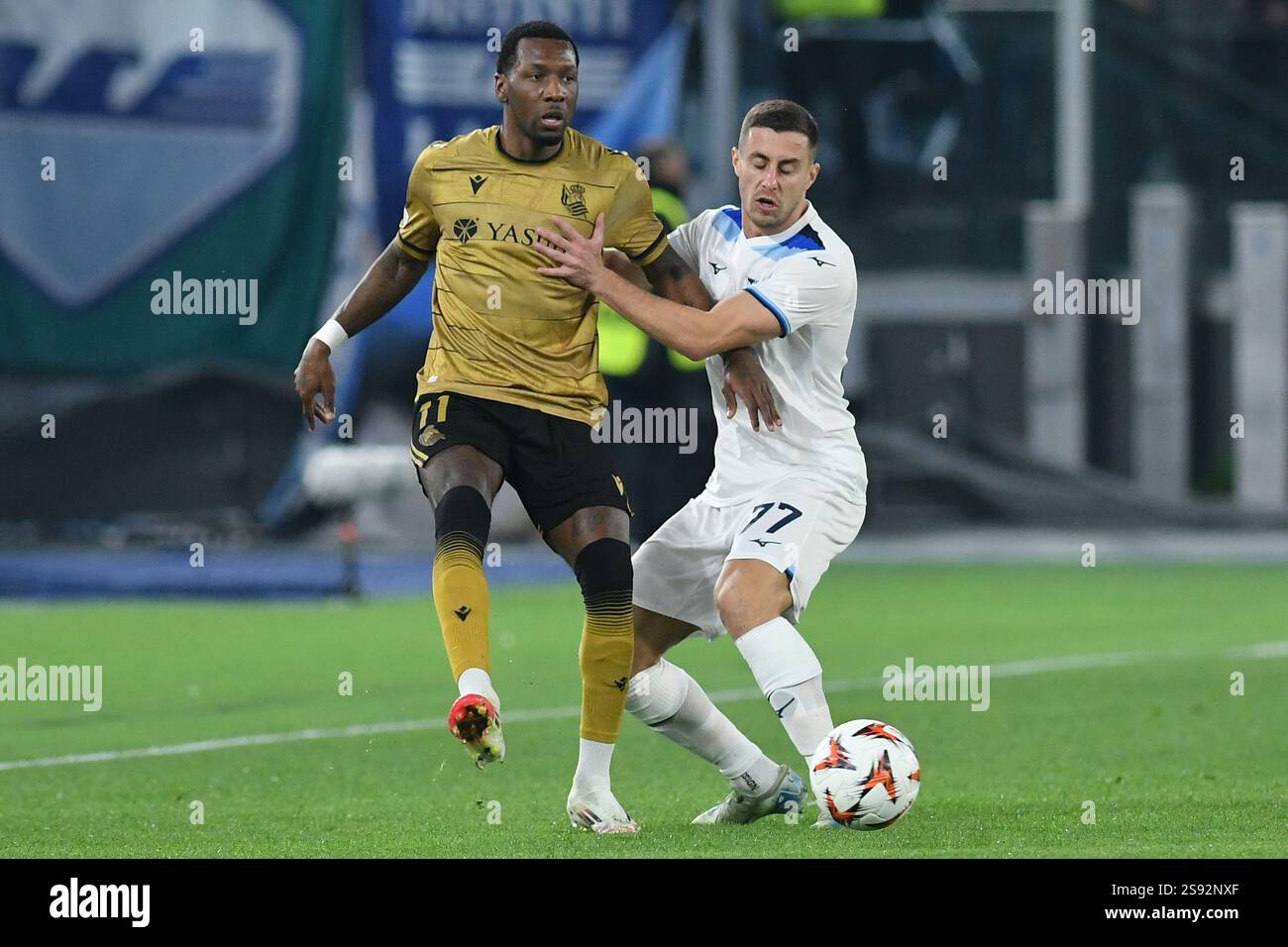 Sheraldo Becker of Real Sociedad,Adam Marusic of SS Lazio during the ...