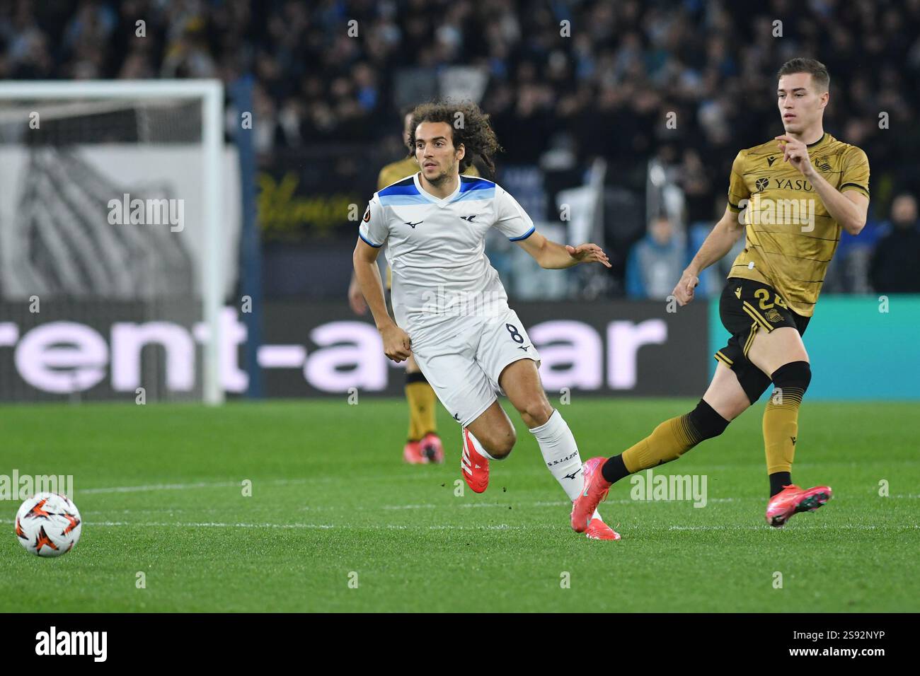 Matteo Guendouzi of SS Lazio,Luka Sucic of Real Sociedad during the ...
