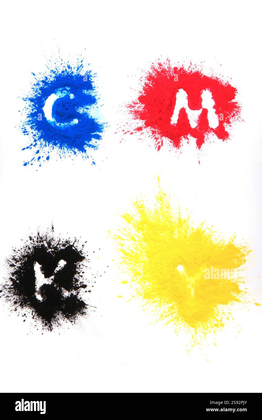 cmyk laser powder isolated on the white background Stock Photo - Alamy
