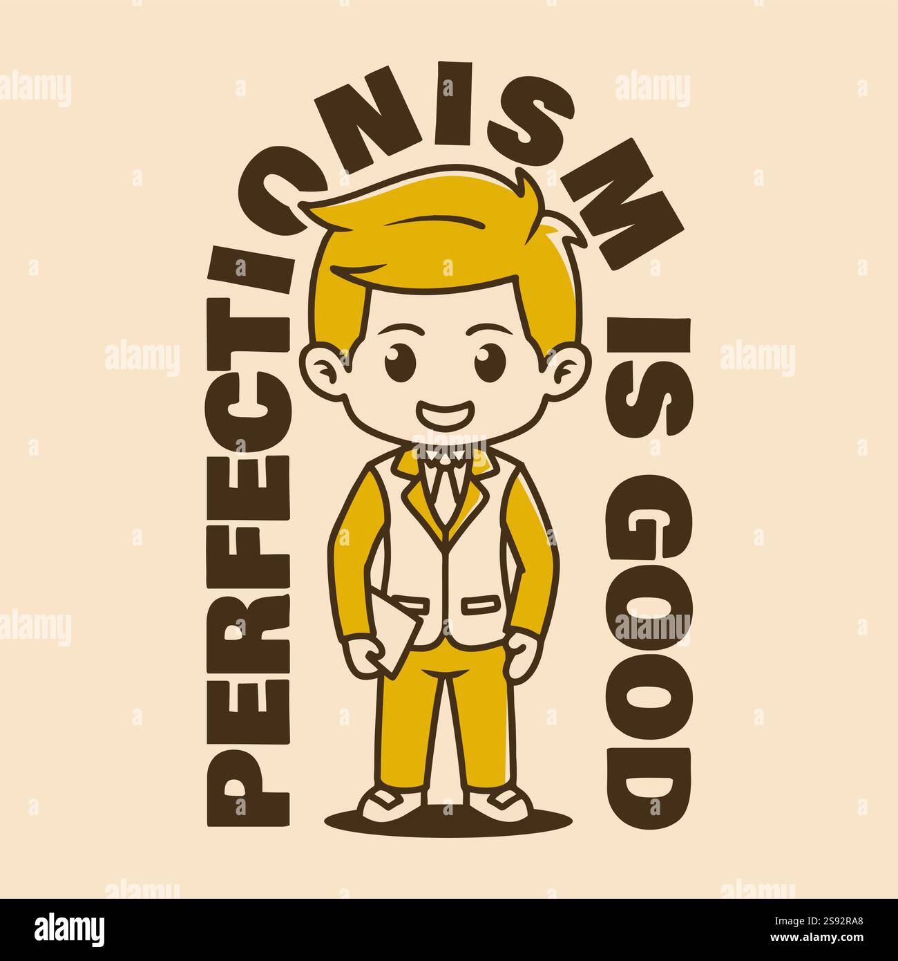 Perfectionism is good. chibi mascot character of a man wearing an ...
