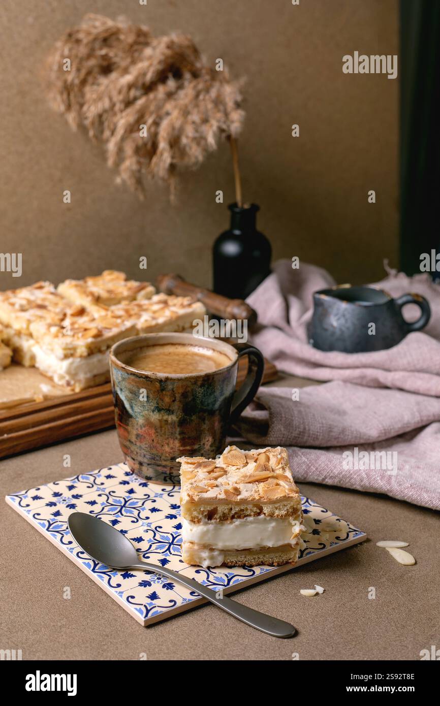 Homemade Norwegian cake Verdens Beste Kake with custard, meringue, and ...
