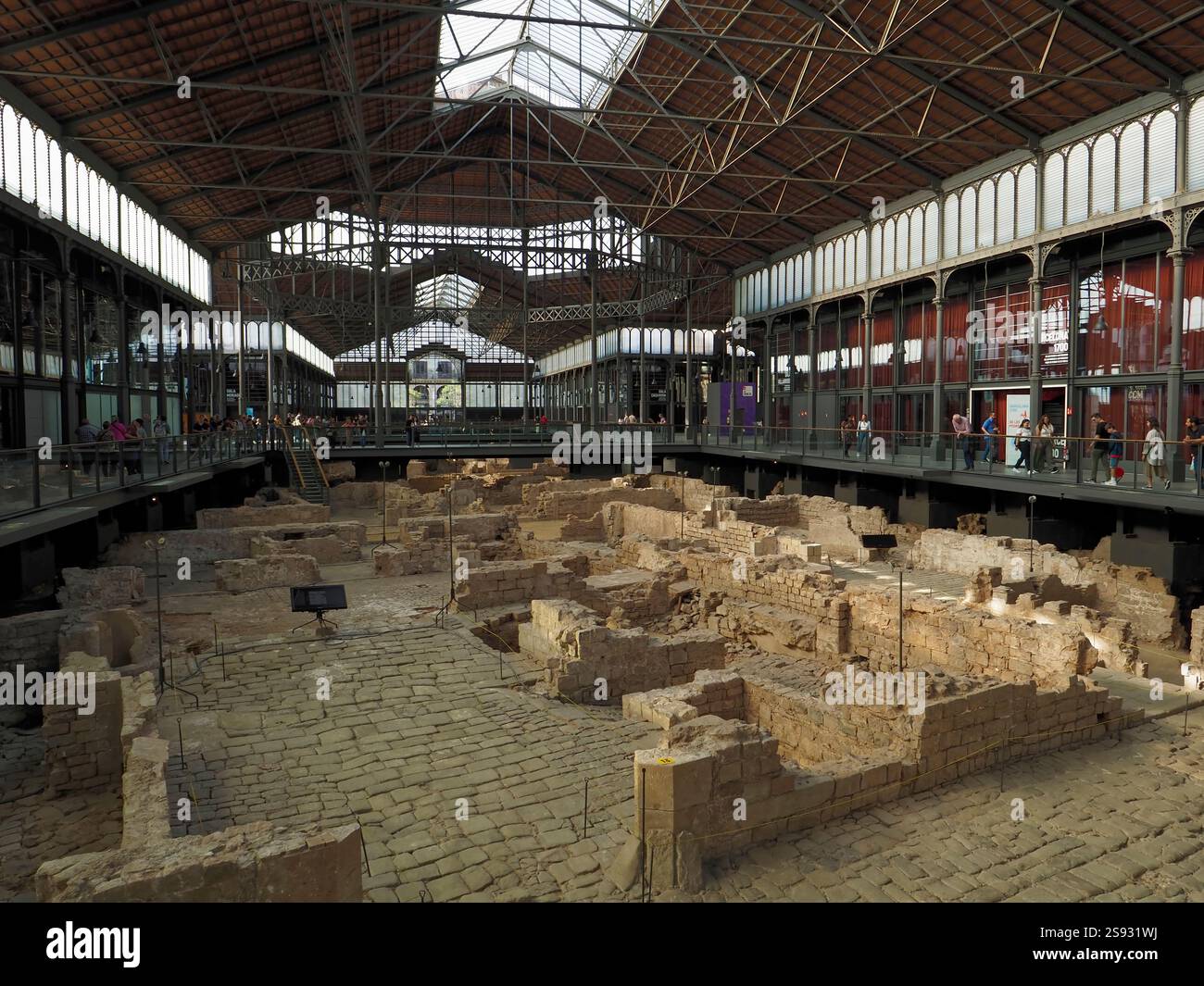 a view of the historic city remains inside El Born, CCM, Barcelona ...