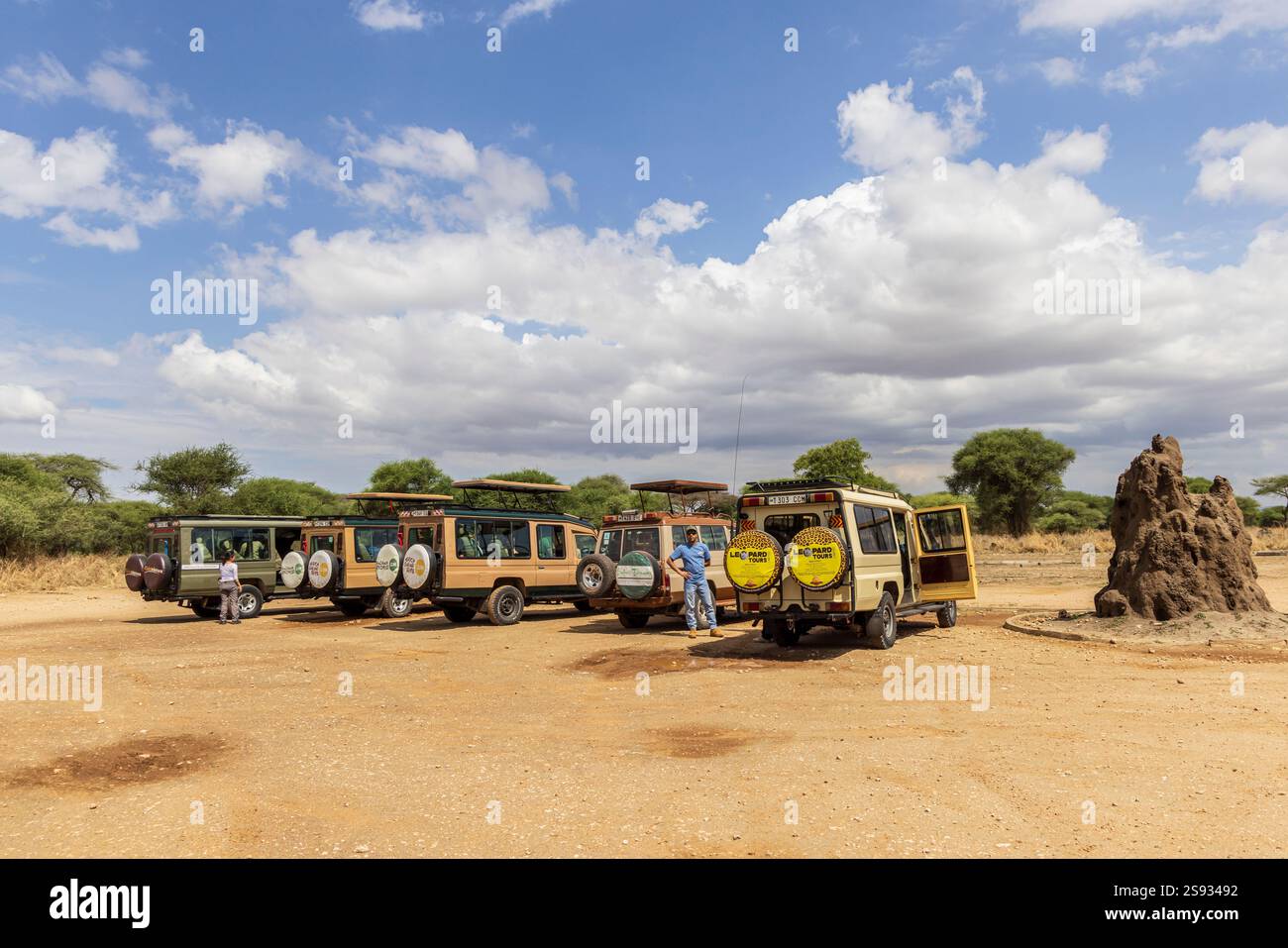Tarangire, Tanzania - November 18, 2024: Jeep safari cars parked at ...
