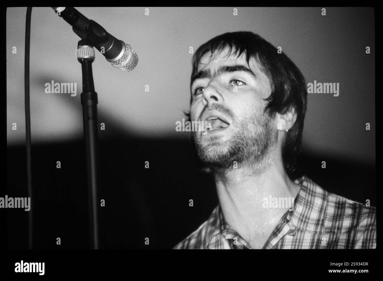 OASIS, BE HERE NOW TOUR, 1997: Liam Gallagher of Oasis at Cardiff ...