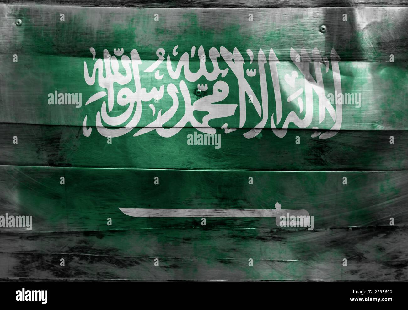 Background with Saudi Arabia flag on steel plates Stock Photo - Alamy