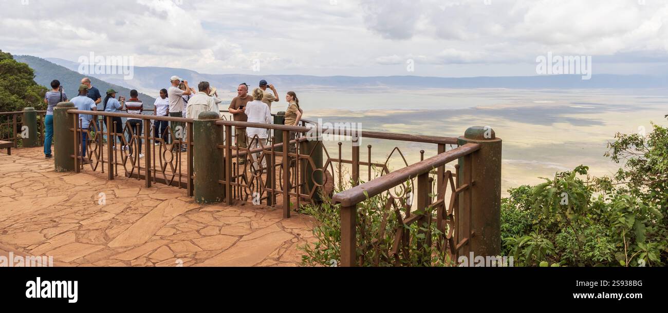 Ngorongoro Tanzania - November 20, 2024: People at platform viewpoint ...
