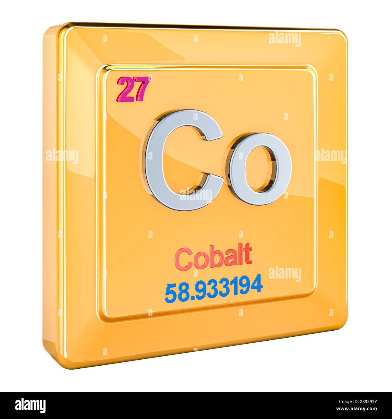 Cobalt Co, chemical element sign with number 27 in periodic table. 3D ...