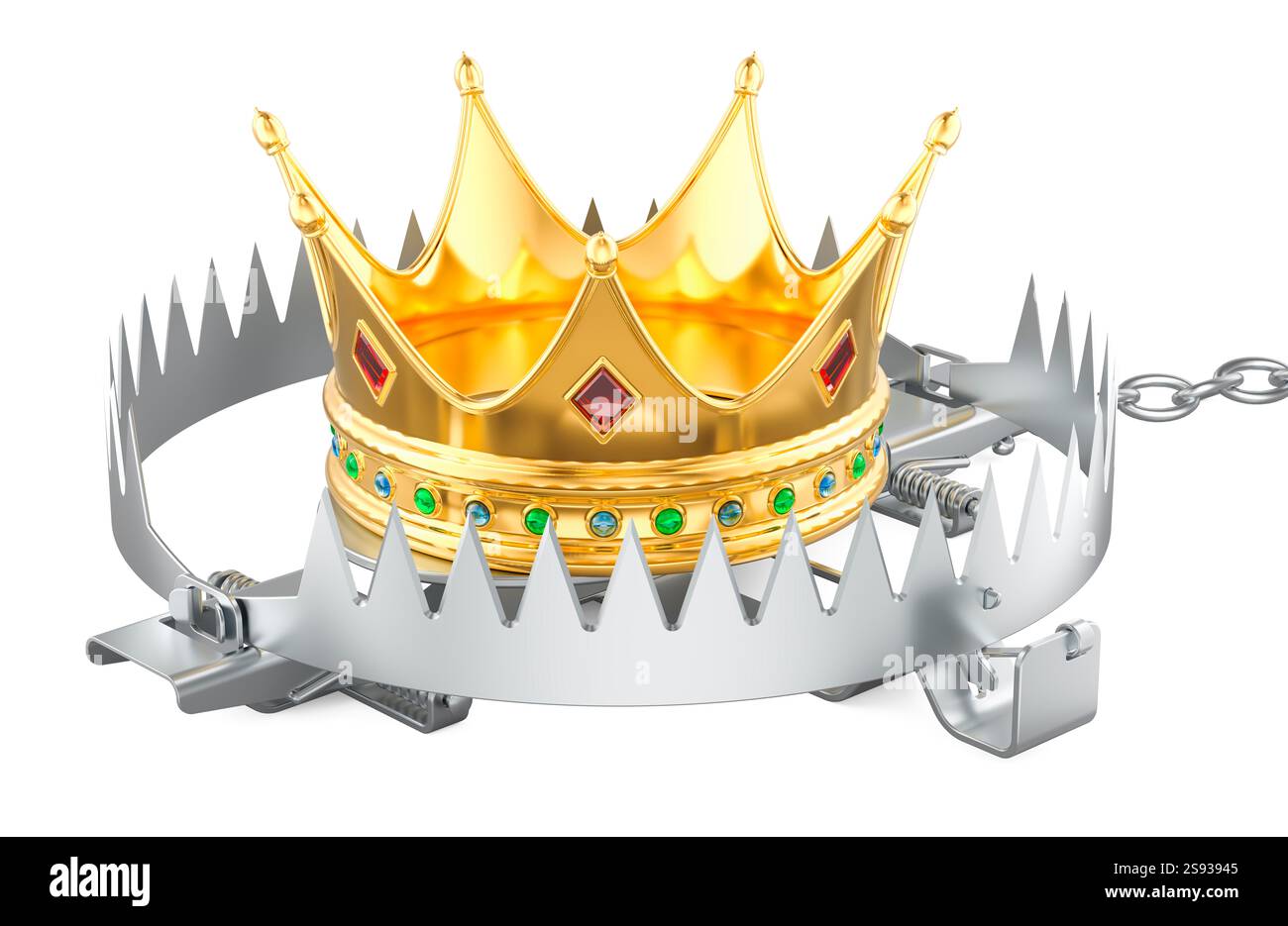 Trap with golden crown, 3D rendering isolated on white background Stock ...