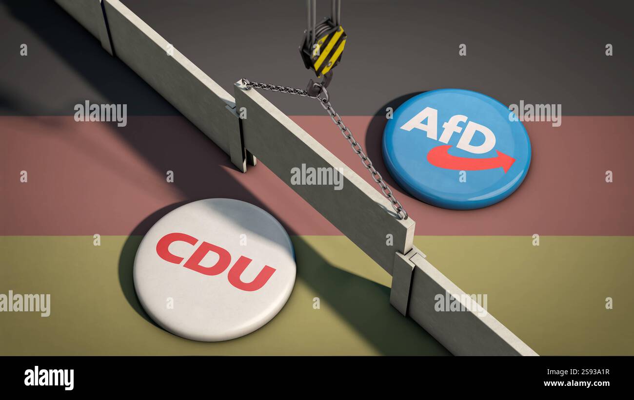 Die Brandmauer der CDU gegenüber der AfD fällt Symbolbild zum Thema ...