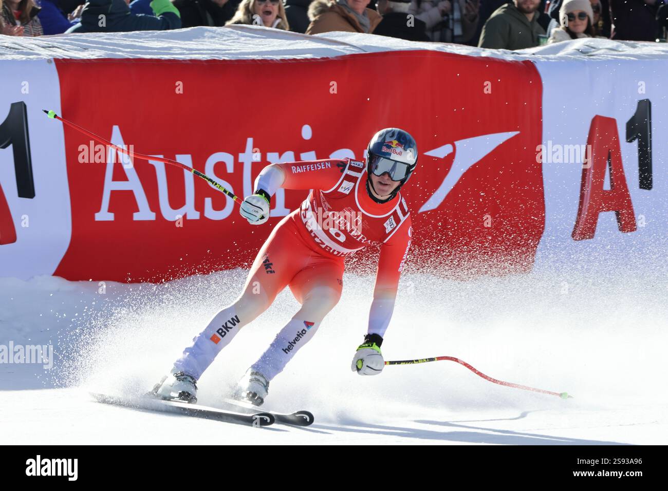 KITZBUEHEL, AUSTRIA - JANUARY 24: Franjo von Allmen of Switzerland during the Audi FIS Alpine ...