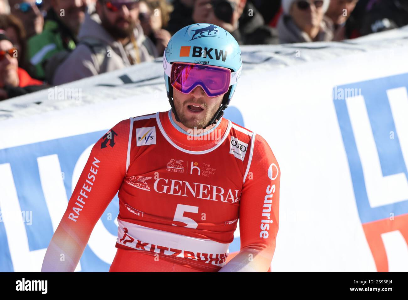 KITZBUEHEL, AUSTRIA - JANUARY 24: Alexis Monney of Switzerland during ...
