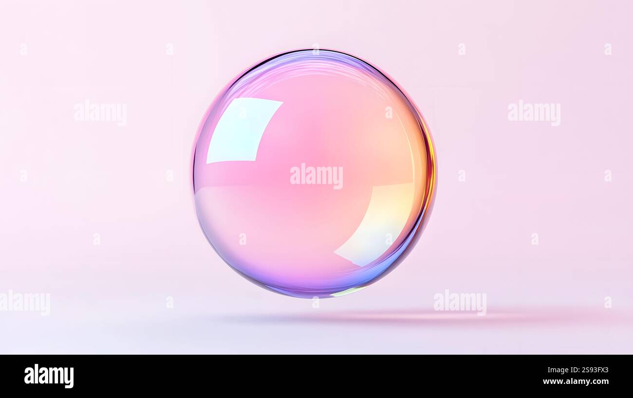 Floating iridescent bubble with mesmerizing rainbow-colored reflection ...