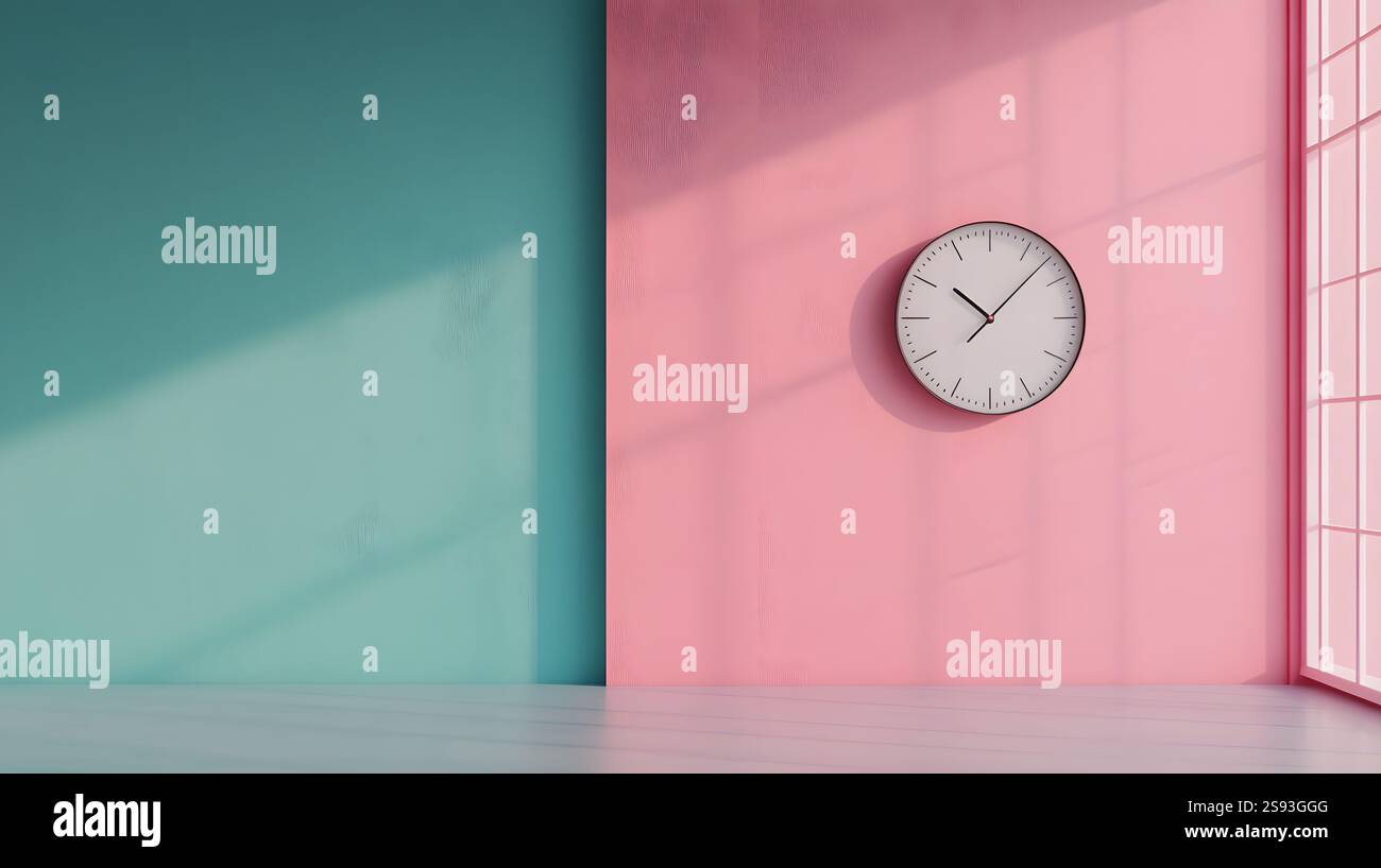 Elegant pastel blue office wall clock with a modern,minimalist 3D The ...