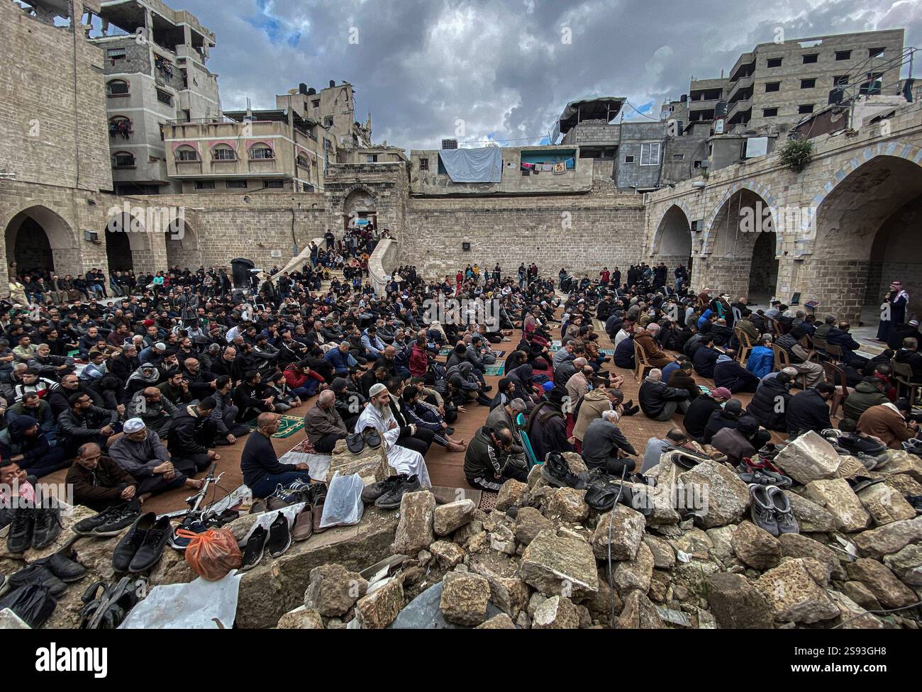 Palestinians attend the funeral of Rawhi Mushtaha, a senior Hamas ...
