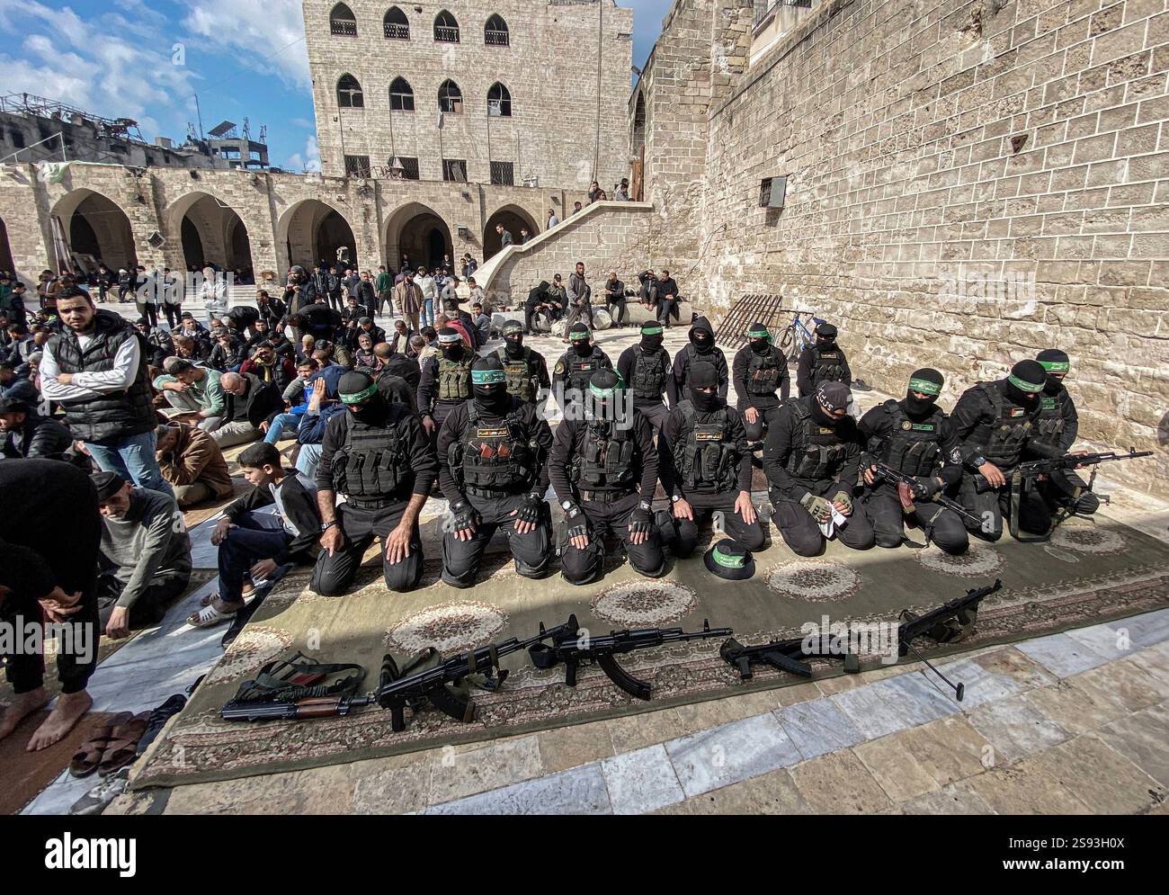 Palestinians attend the funeral of Rawhi Mushtaha, a senior Hamas ...