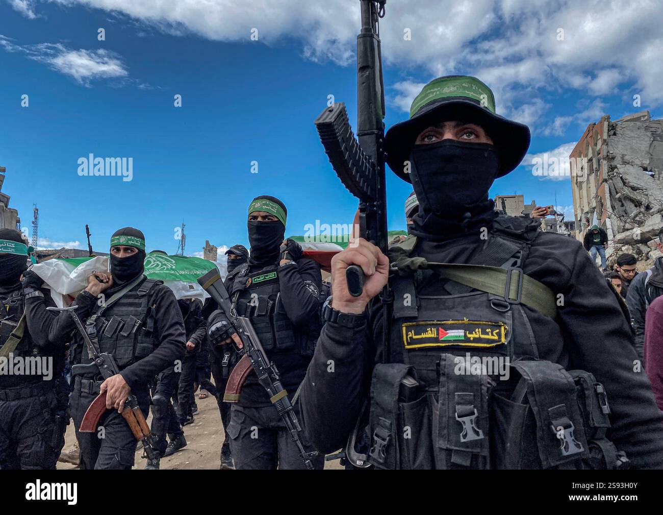 Palestinians attend the funeral of Rawhi Mushtaha, a senior Hamas ...