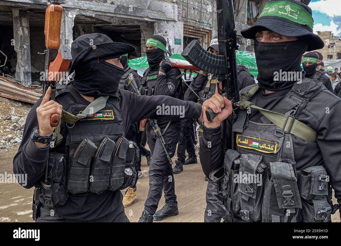 Palestinians attend the funeral of Rawhi Mushtaha, a senior Hamas ...