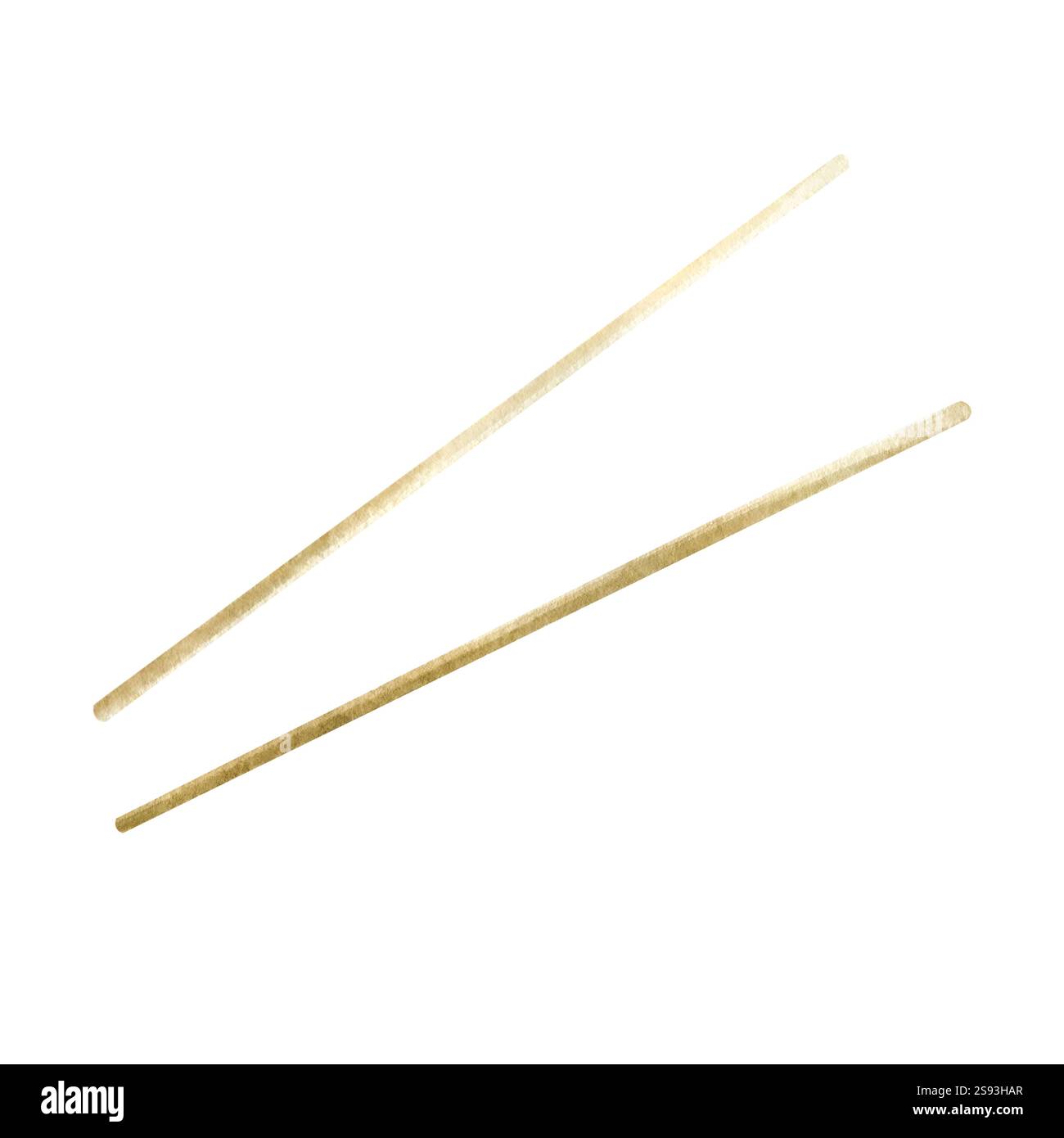 Pair of bamboo sushi sticks. Hand drawn watercolor isolated ...