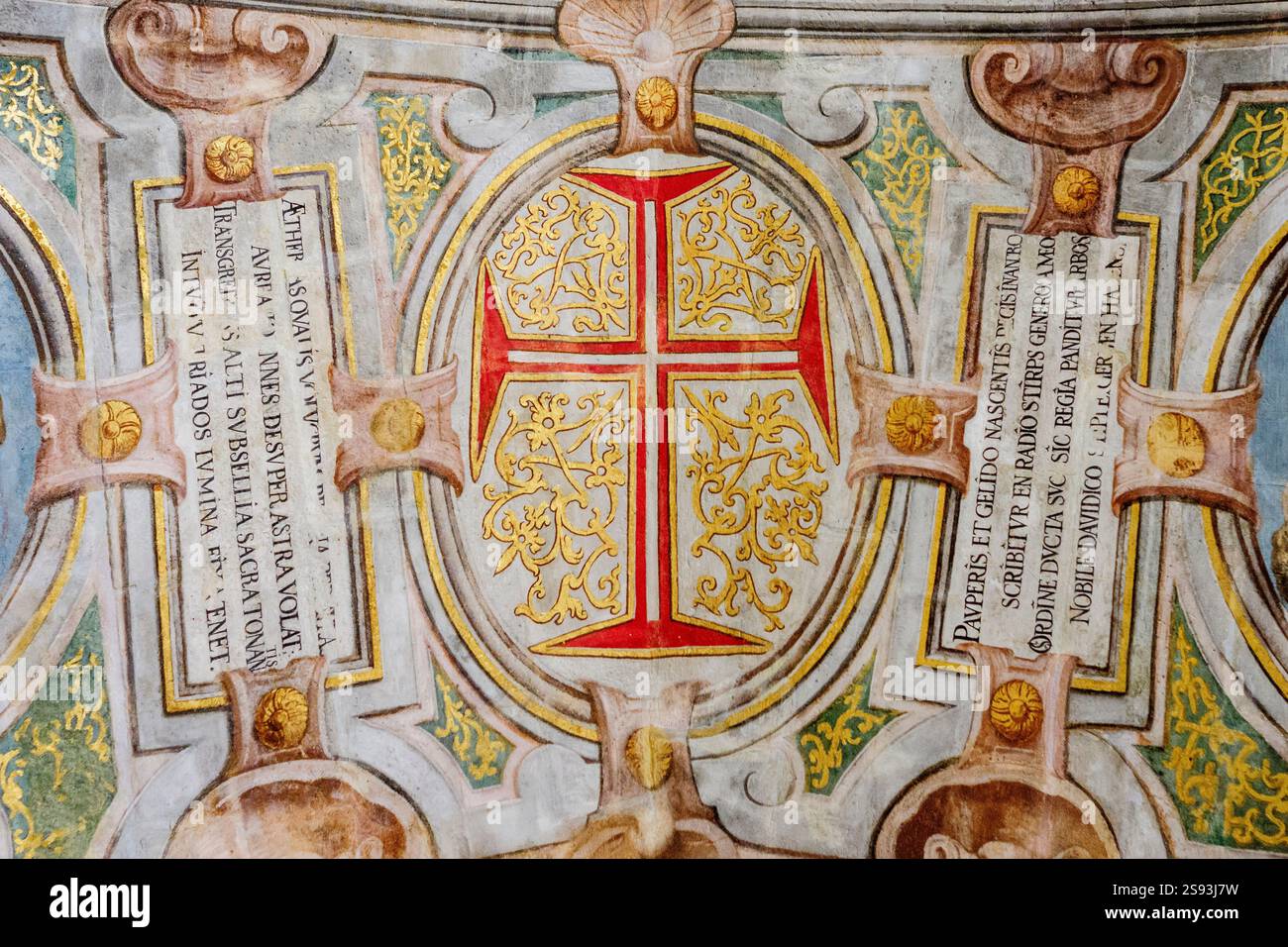 Templar cross, La Charola, 12th century, former Romanesque oratory of ...