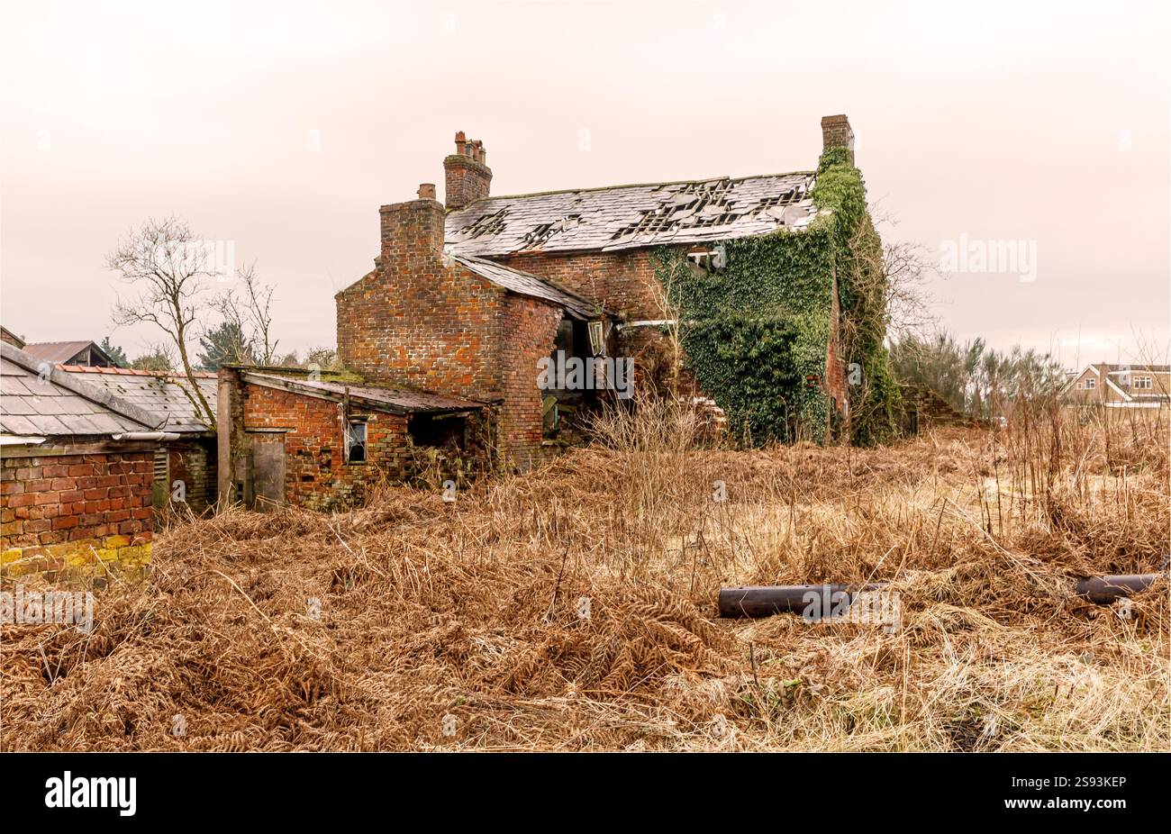Kelsall, Cheshire, UK - January 21st 2025 - Derelict and rundown ...
