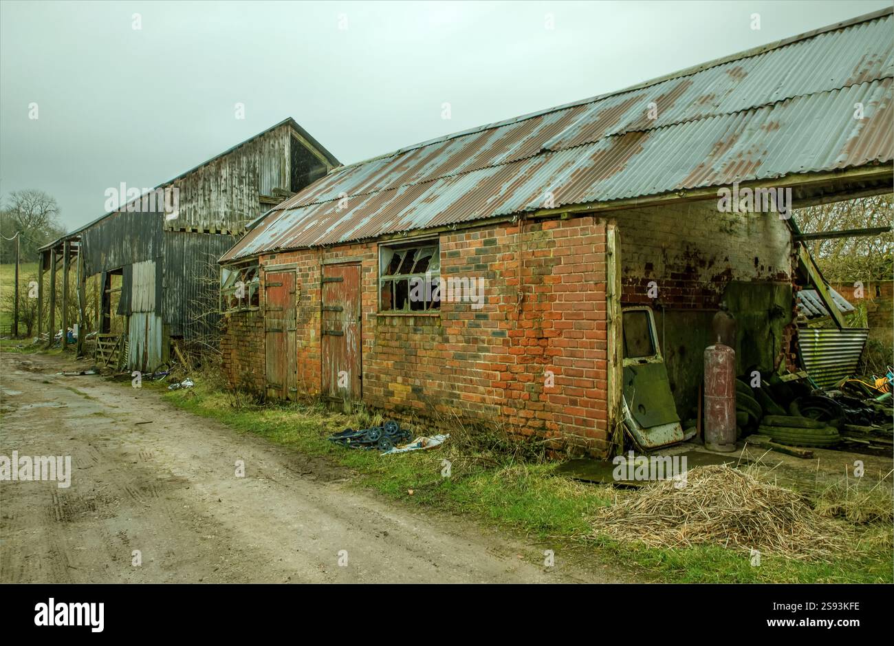Kelsall, Cheshire, UK - January 21st 2025 - Derelict farm building ...