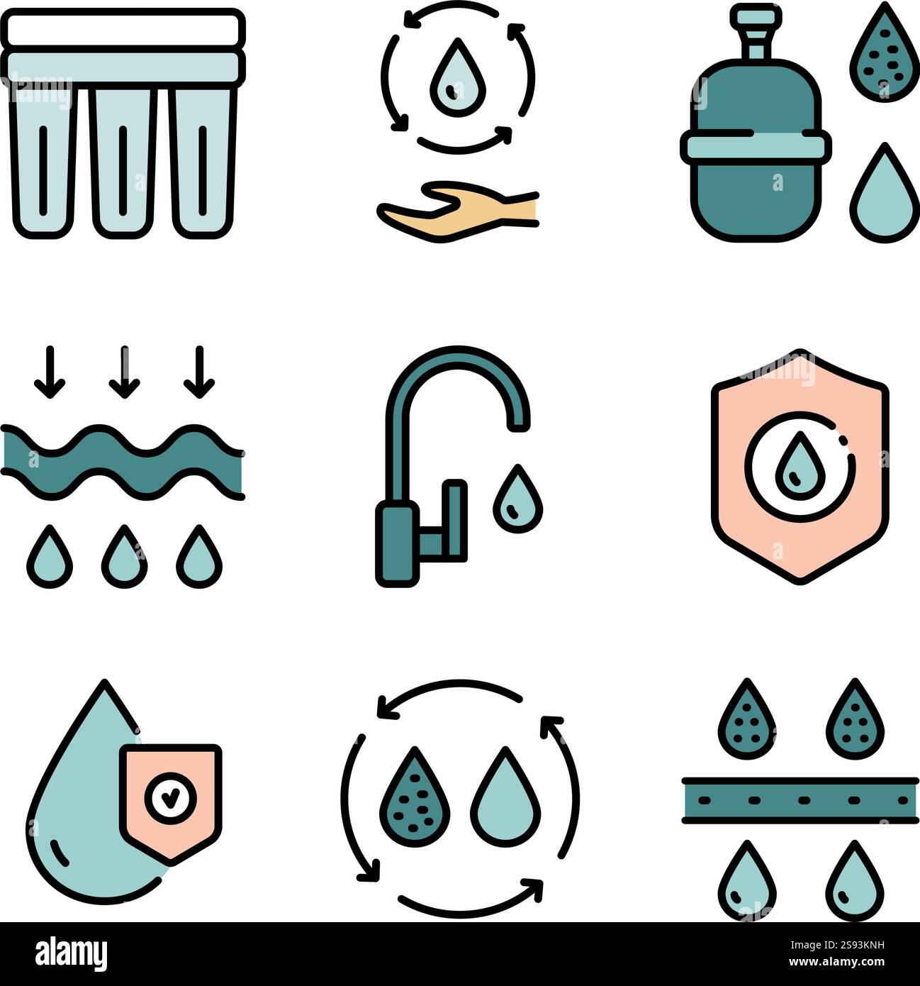 Simple Set of Water Related Vector Color Icons. Water purification icon ...