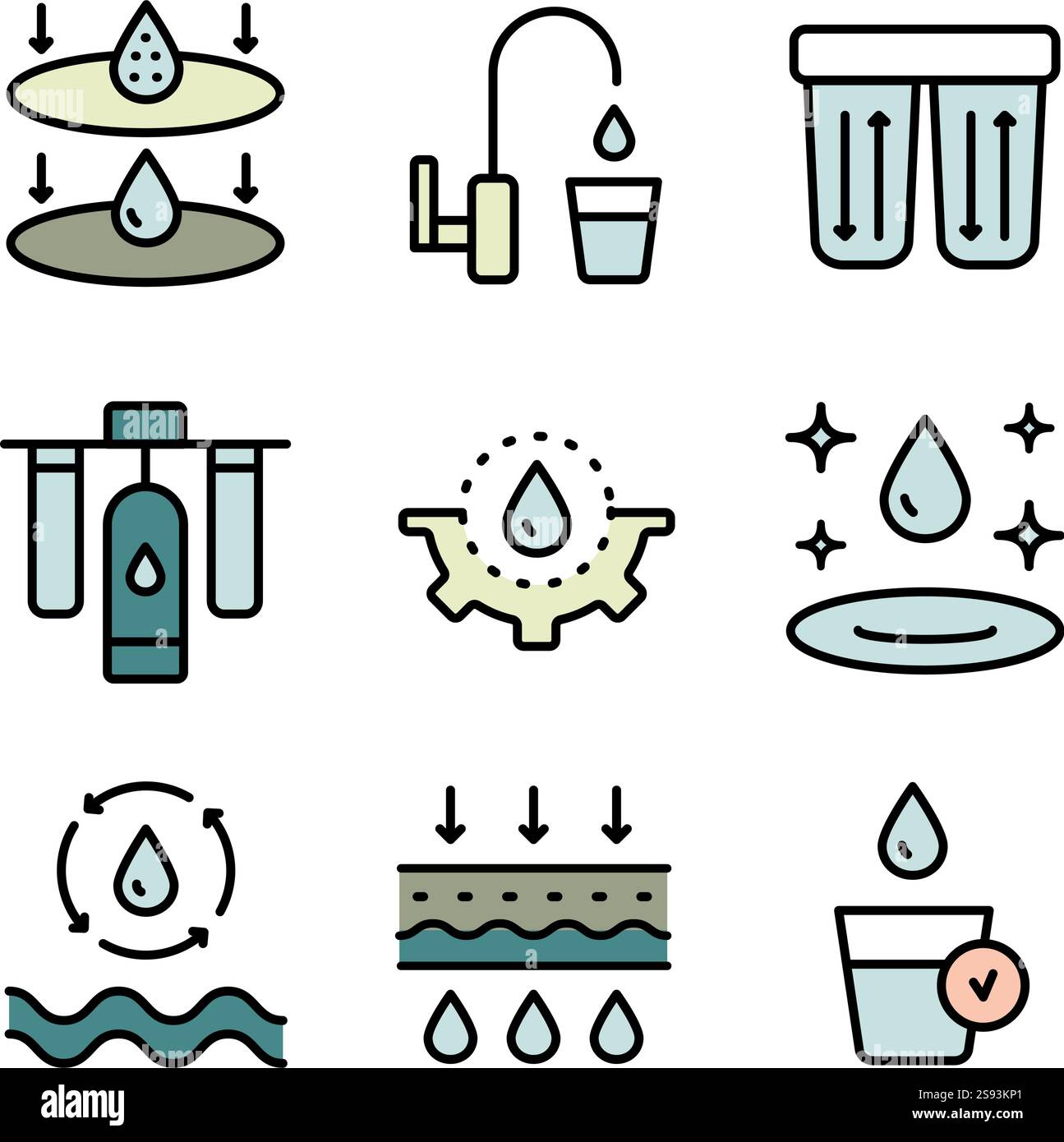 Simple Set of Water Related Vector Color Icons. Water purification icon ...