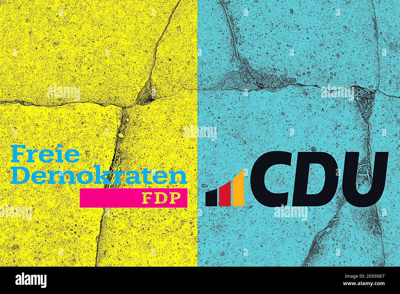 Bavaria, Germany - January 24, 2025: An image with the logos of the FDP ...