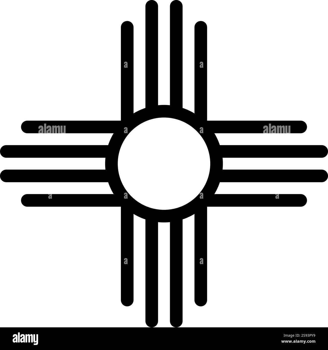 Zia symbol ancient sun emblem element of New Mexico flag icon black ...