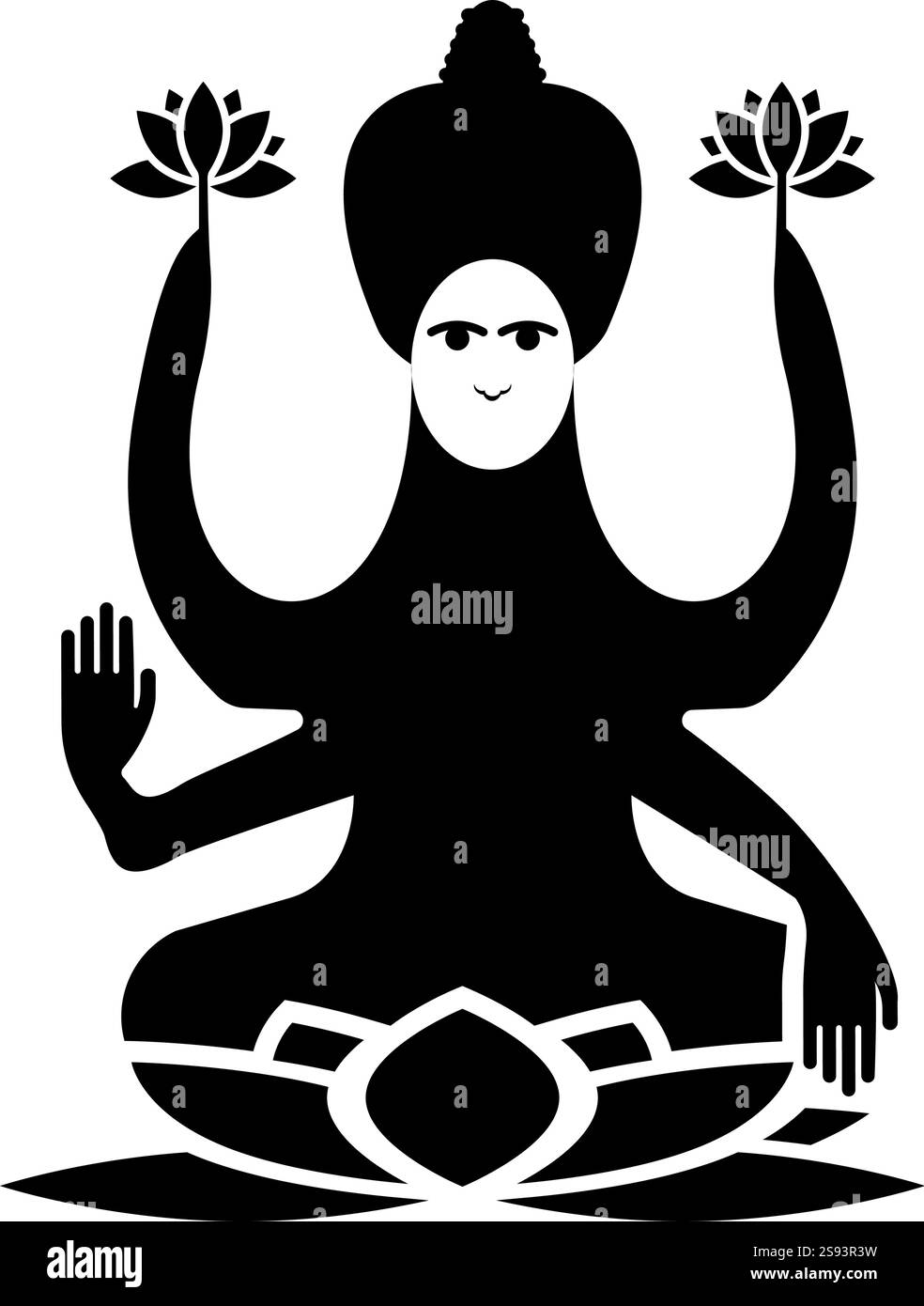 Lakshmi Goddess icon black color vector illustration image flat style ...