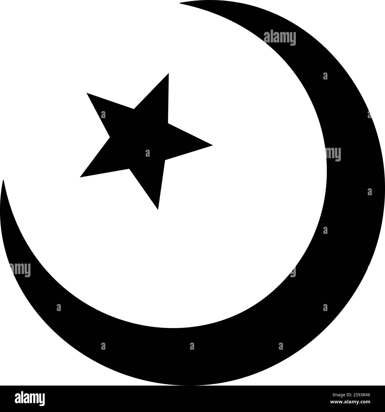 Symbol Alem Islam Halfmoon Arabic moon and star icon black color vector ...