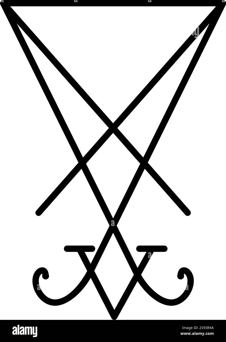 Lucifer's sign seal Satan Lucifer symbol icon black color vector ...