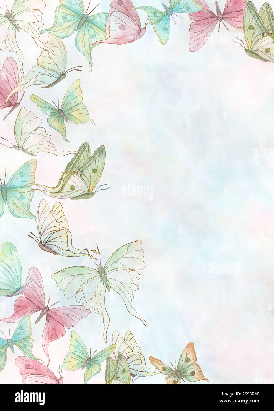 Hand painted fluttering delicate abstract butterflies vertical ...