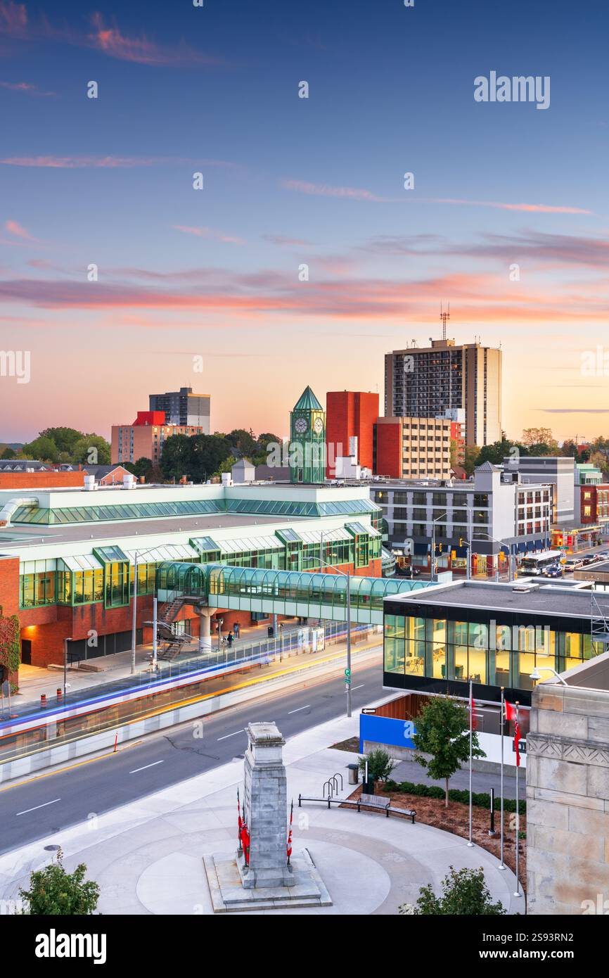 Kitchener, Ontario, Canada downtown city skyline at dusk Stock Photo ...