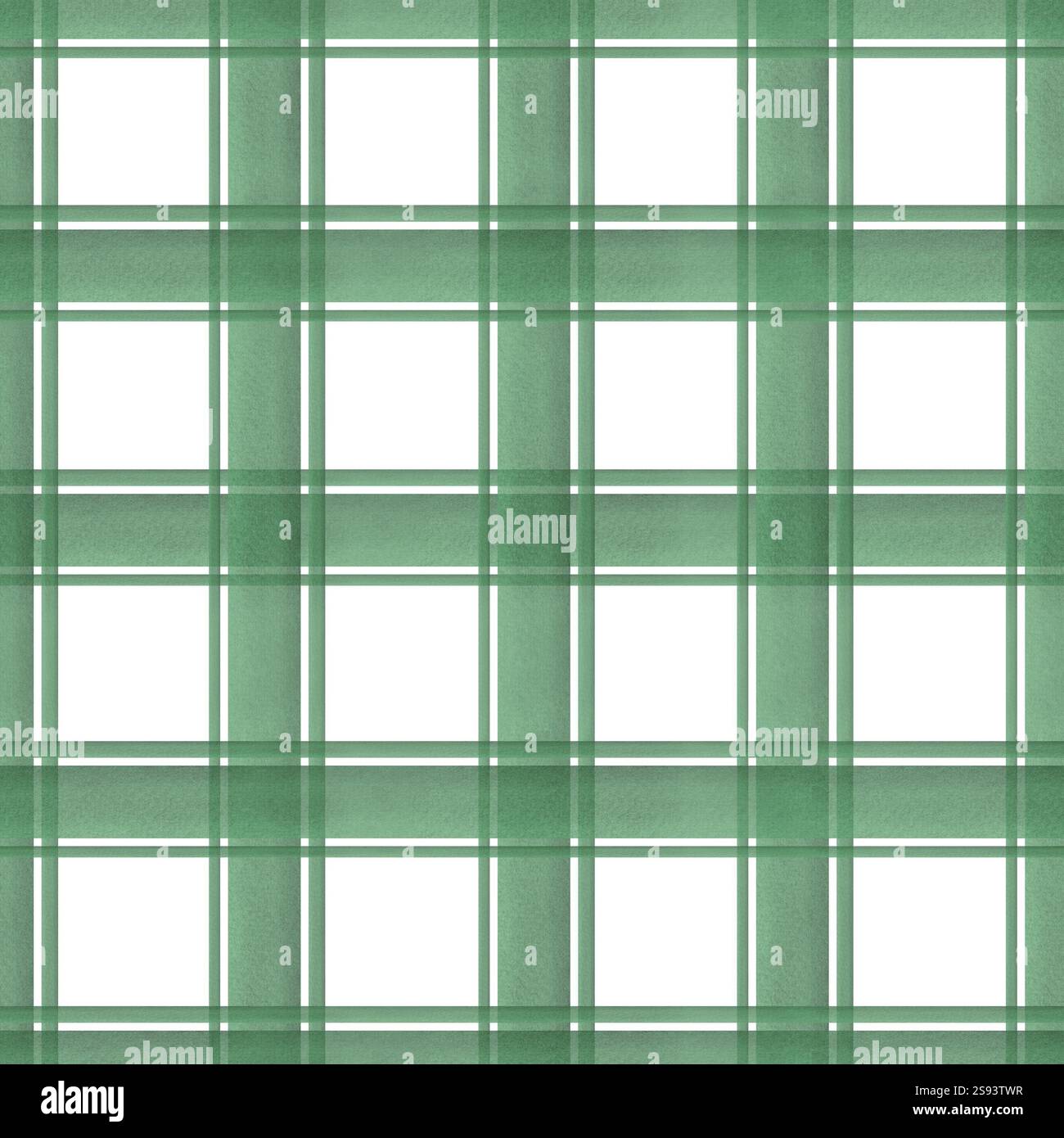 Watercolor green gingham ornate seamless checkered pattern isolated ...