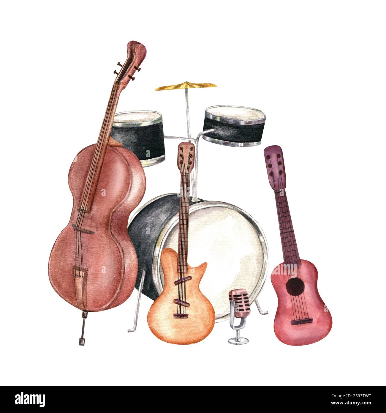Musical drum kit, double bass, six string electric and acoustic guitar ...