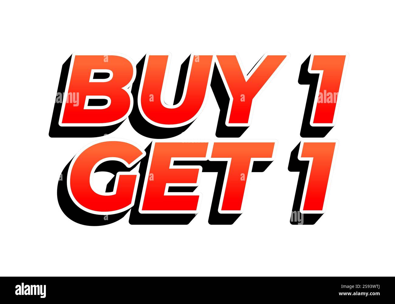 Buy 1 get 1. Text effect design in bold font for print or digital ...
